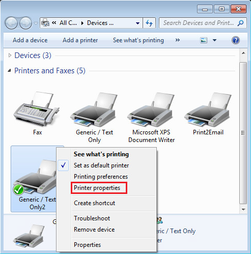 How to set up LPR/LPD Printer on Windows 7 to print in RAW data type?
