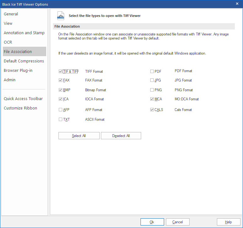 Enable/disable Tiff Viewer features