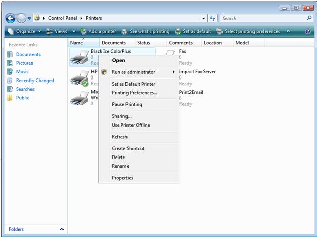 Configuring Global Default Printer Settings