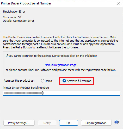 Manually registering the Printer Driver Release (purchased version)