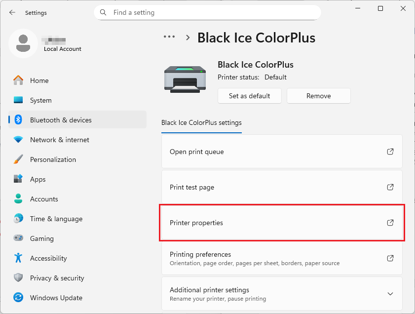 Why do I get printing issues when I add a Black Ice printer manually or ...