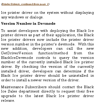 Black Ice Developer Newsletter - September 2005